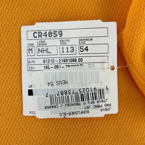 Pro Stock New Size 58 adidas Buffalo Sabres Yellow Practice Jersey ...