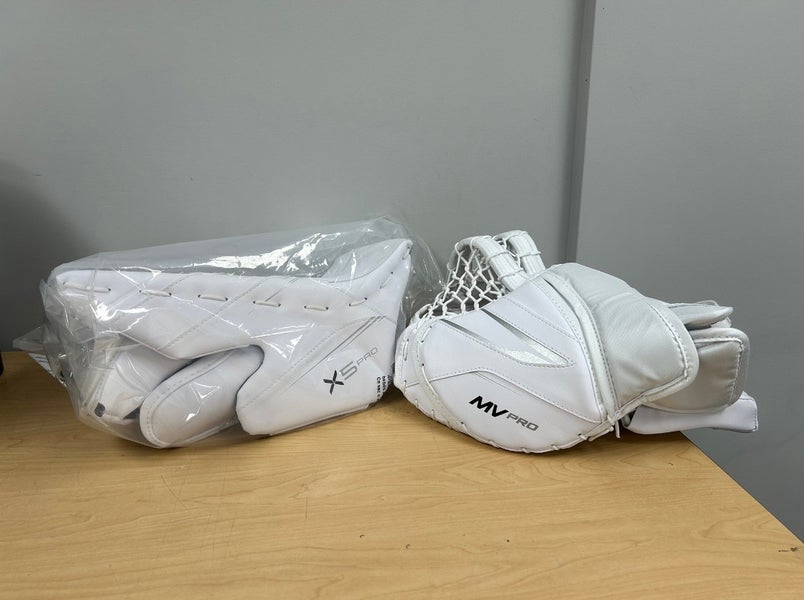 Bauer MV Pro Sr. Goalie Glove & X5 Pro Blocker *glove ships broken in ...