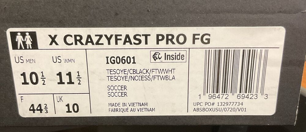 Adidas IG0601 X Crazyfast Pro FG Soccer Cleats Solar Yellow Black US 10 ...