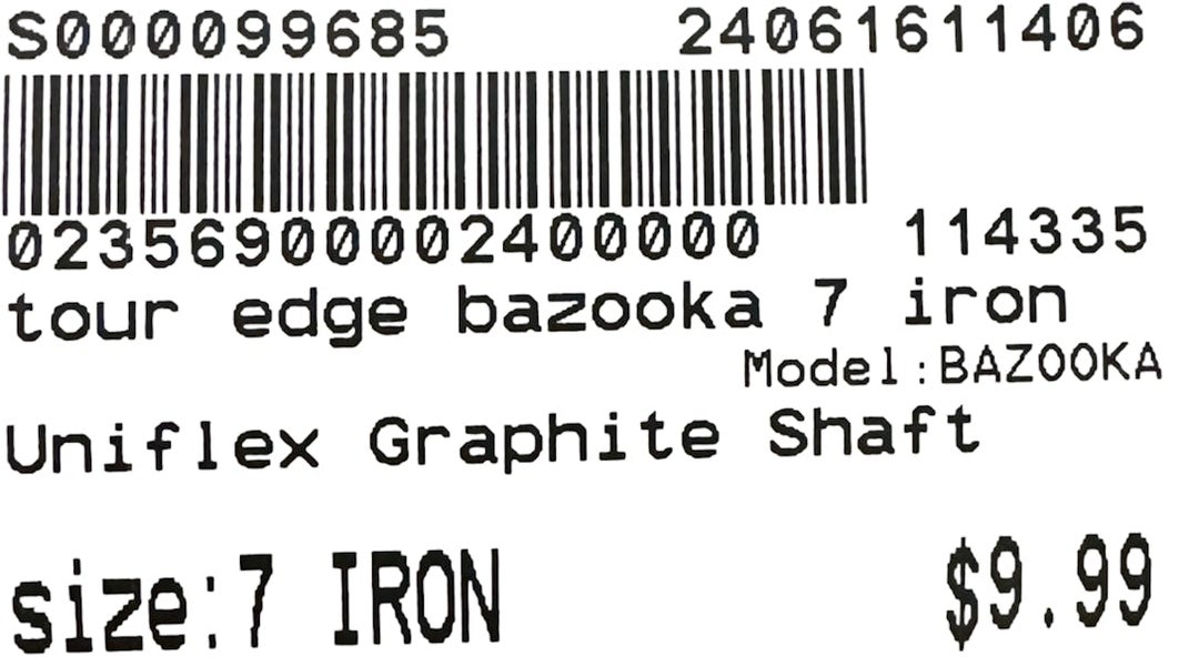 Used Bazooka Junior Left Hand 7 Iron Uniflex Graphite Shaft Individual ...