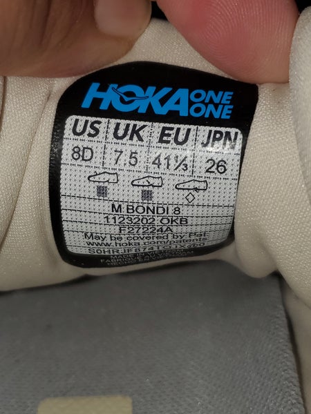EUC Mens Hoka One One Bondi 8 Running Shoes size 8D 1123202-OKB ...