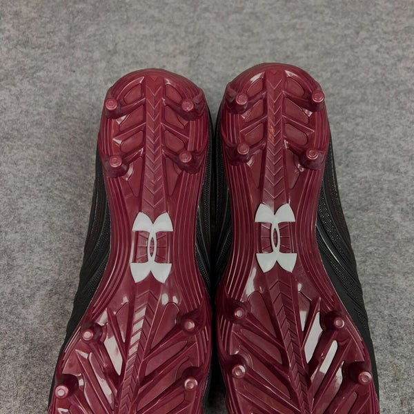 Under Armour Mens Football Cleat 11 Black Maroon Lacrosse Shoe Nitro ...