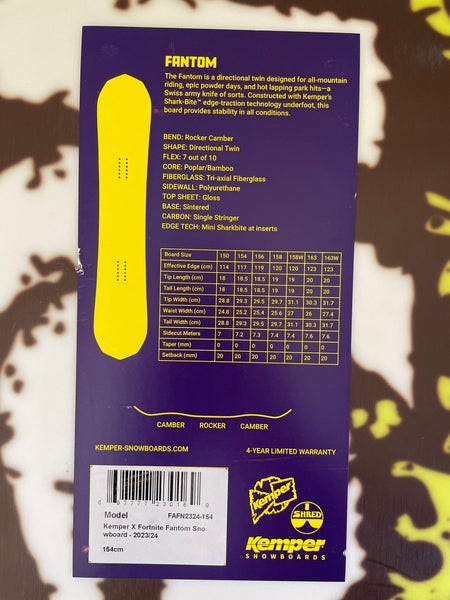 New Kemper Fantom X Fortnite snowboard & bindings (Size: 154) You ...