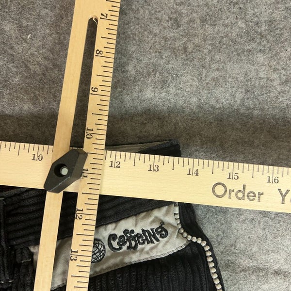 Caffeine Mens Pants 30 Black Corduroy Wide Leg Y2K Skater Rave Grunge ...