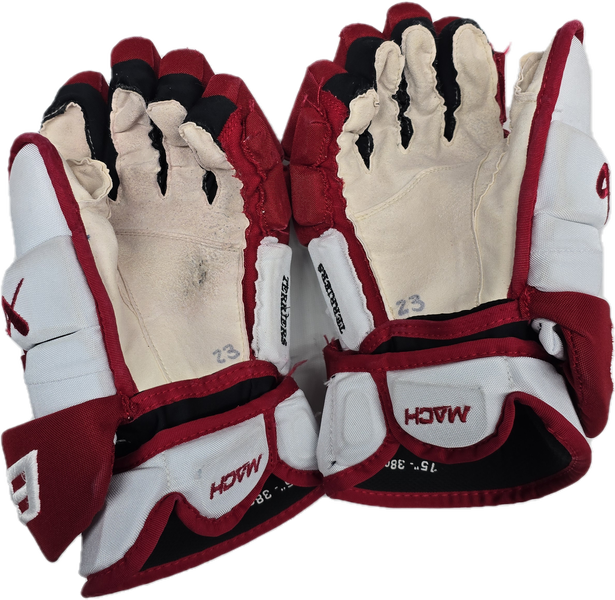 Bauer supreme Mach Pro Pro Stock Custom Hockey Gloves 15" BU Terriers ...
