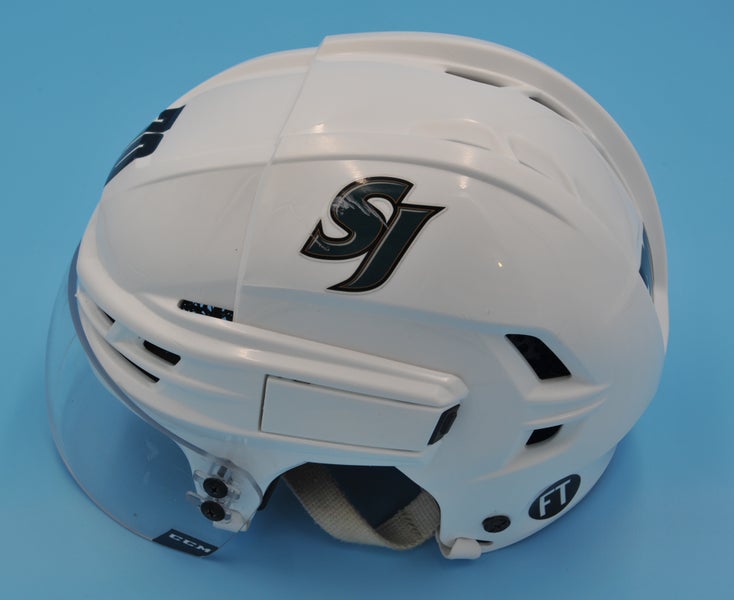San Jose AHL Game-Used CCM HTSPTX Rare White #58 Brendan Coe Pro Stock Helmet | SidelineSwap ...