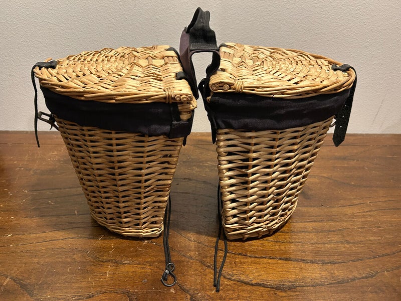 Electra Rattan / Wicker Bike Rack Panniers / Baskets with Soft Black ...
