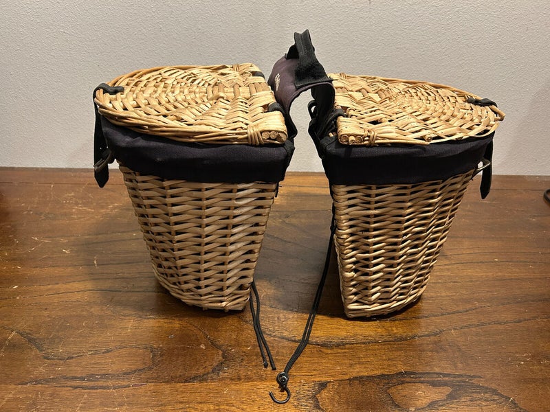 Electra Rattan / Wicker Bike Rack Panniers / Baskets with Soft Black ...