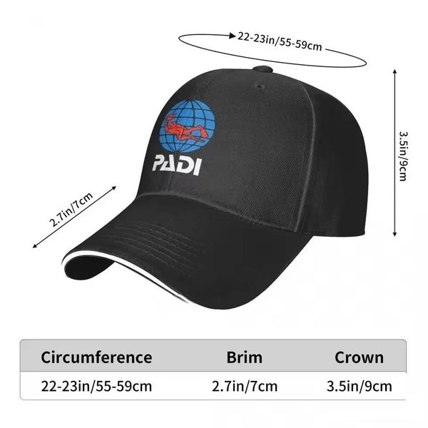 PADI Logo Hat Unisex, Men's, Women's Baseball Ball Cap Scuba Diving ...