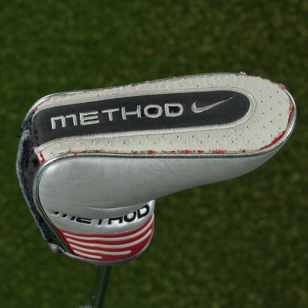 NIKE METHOD CORE BLADE PUTTER HEADCOVER SILVER / RED MAGNETIC CLOSURE ...