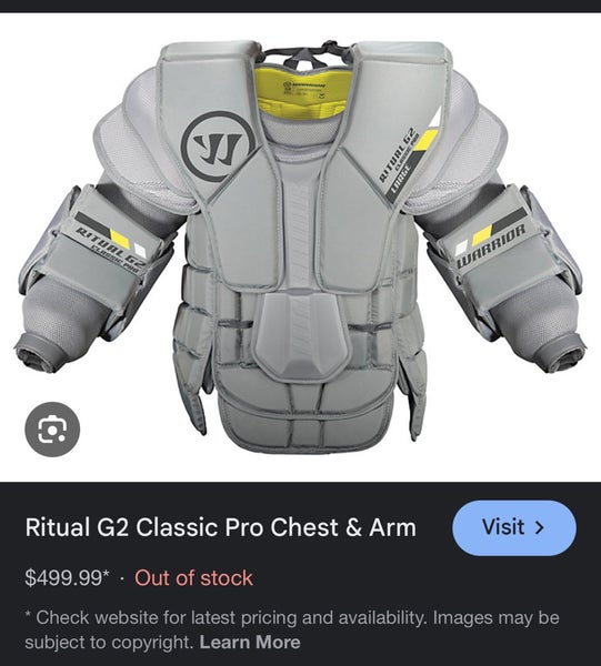 Warrior Pro Stock (Used) Ritual G2 Pro Classic Goalie Chest Protector ...