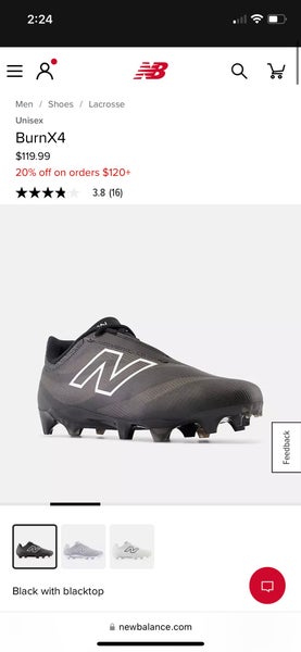 New Balance Burn X4 Lacrosse Cleats - Brand New All Black (Retail: $119 ...