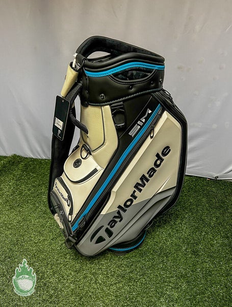 New TaylorMade 2020 SIM Tour Staff Bag 6 way divider White/Grey/Blue ...