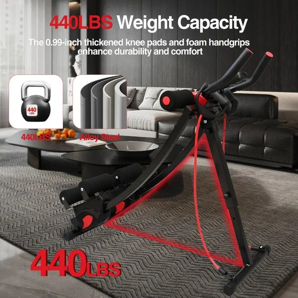 Foldable Abdominal Trainer Core Workout Machine 440lb Capacity | 4 ...