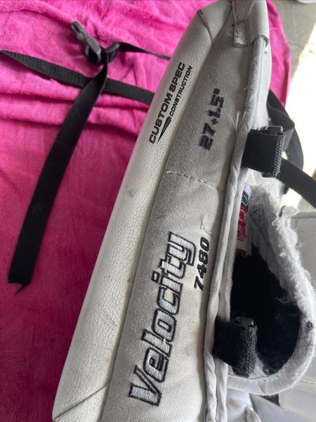 Vaughn Velocity V4 7480 Ice Hockey Goalie Leg Pads Junior Size 27”+ 1.5 ...