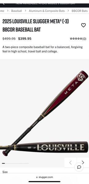 2025 Louisville Slugger Meta BBCOR Certified Bat (-3) Composite 30 oz ...