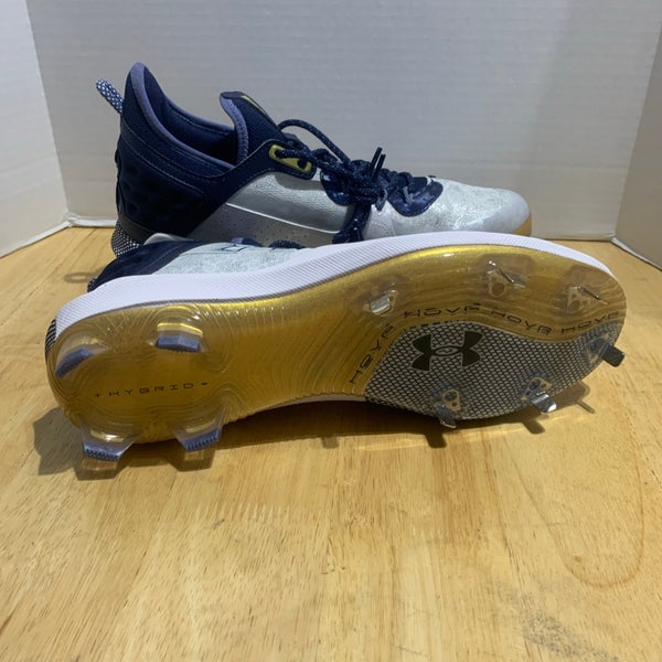 Men's UA Harper 8 Low ST Metal Baseball Cleats White/Navy #3026588-103 ...