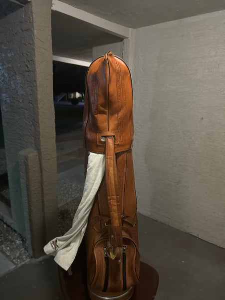 1960s Hand Tooled Leather Golf Bag Mexico Aztec Rare W Cover. PYMSA ...