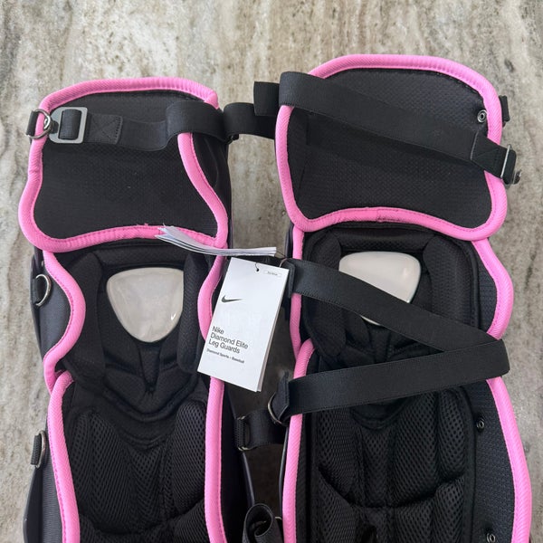 Nike Diamond Elite Leg Guards Catcher Baseball Dark Gray Pink FJ7757 ...