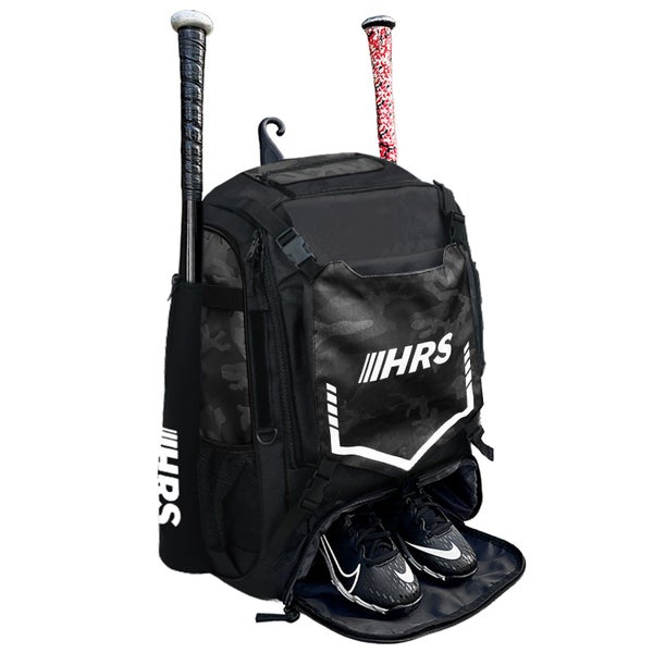 Baseball or Softball Black Camo Bat Bag Backpack - holds up to 4 bats ...