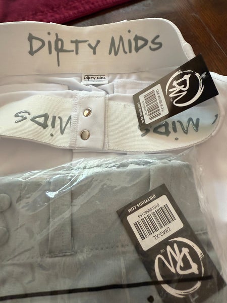 Dirty Mids - 2 Pair XL Baseball Game Pants White With Black Braid And ...