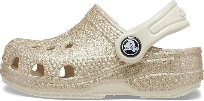 Crocs Classic 209397-9AC Clog Kids 2C-3C Champagne Glitter Comfort ...