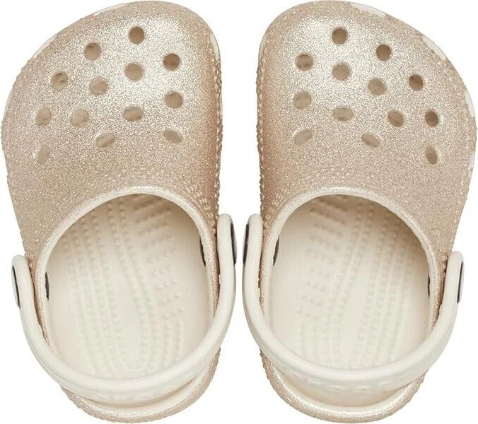 Crocs Classic 209397-9AC Clog Kids 2C-3C Champagne Glitter Comfort ...