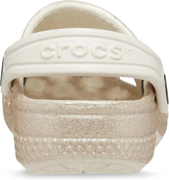 Crocs Classic 209397-9AC Clog Kids 2C-3C Champagne Glitter Comfort ...