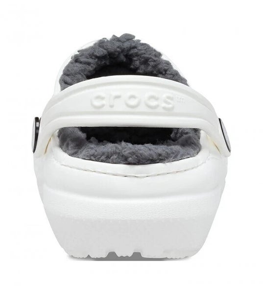 Crocs Classic 207010-10M Clogs Kids 3Y White Faux Fur Lined Casual ...