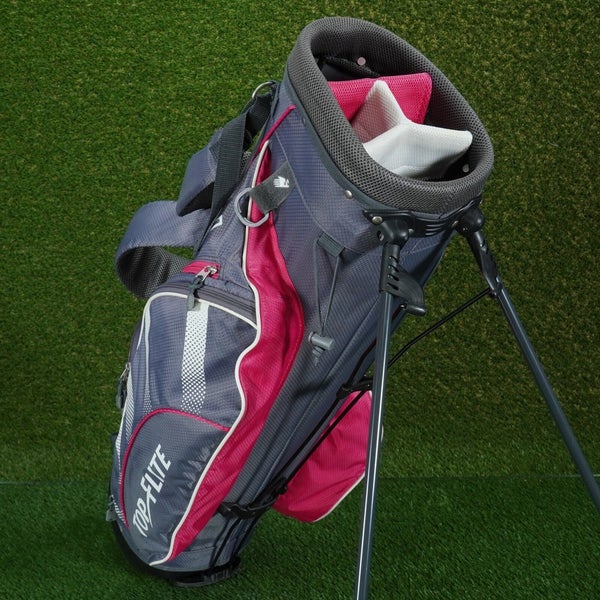 TOP FLITE XL STAND BAG 4 WAY DIVIDERS GOLF CARRY BAG GRAY / PINK LADIES ...