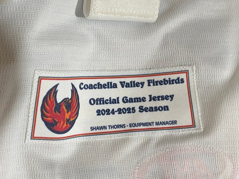 CCM Pro Stock Coachella Valley Firebirds White Game Jersey CASWELL 7382 ...