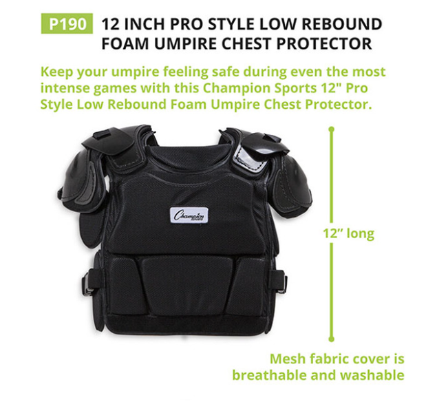 Champion Sports Pro Style Low Rebound Foam Chest Protector 12" Black ...