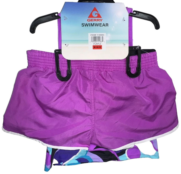 Gerry Girls Youth Size Medium 10/12 Tankini Shorts 3 Piece Swimsuit Set ...