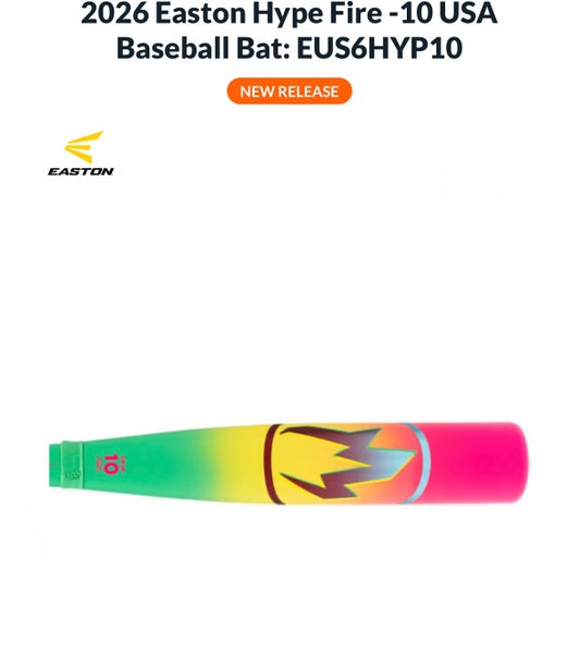 New Easton 2026 Hype Fire Composite USA Bat Certified Bat (-10) 18 oz ...