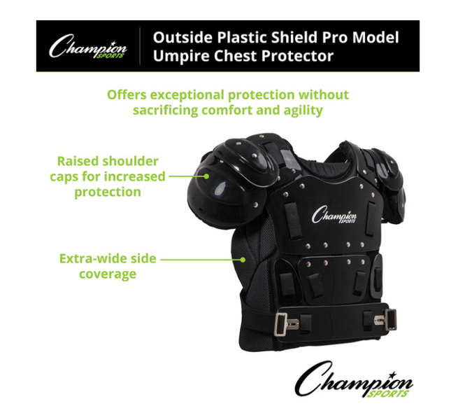 Champion Sports 15" Outside Plastic Shield Pro Model Umpire Chest ...