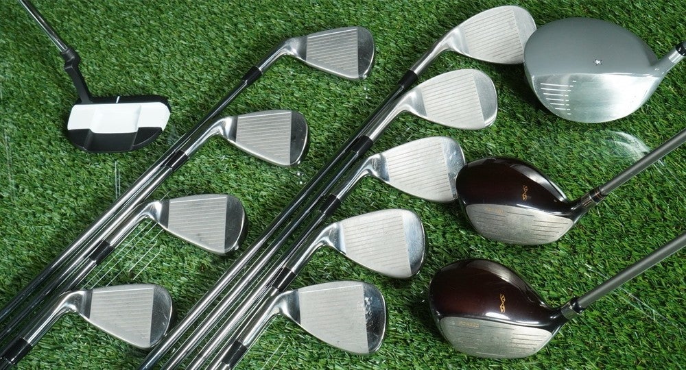MENS FULL CUSTOM GOLF SET 13pc. ACER 4-SW, F15 1W, PUTTER, SNAKE EYES ...