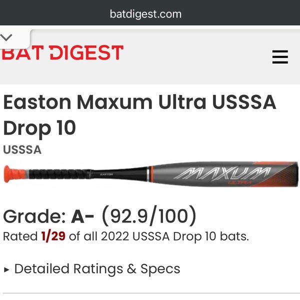 Easton Maxum Ultra USSSA Certified 30” (-10) Composite | SidelineSwap ...