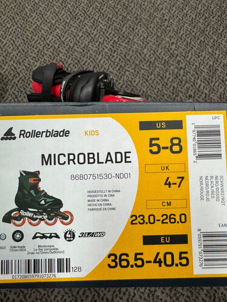 Rollerblade Microblade size 5-8 Inline Skates Regular Width Size 5 (New ...