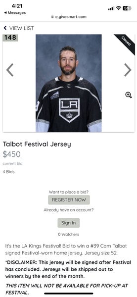 LA Kings Cam Talbot Signed Jersey | SidelineSwap | Buy and Sell on ...
