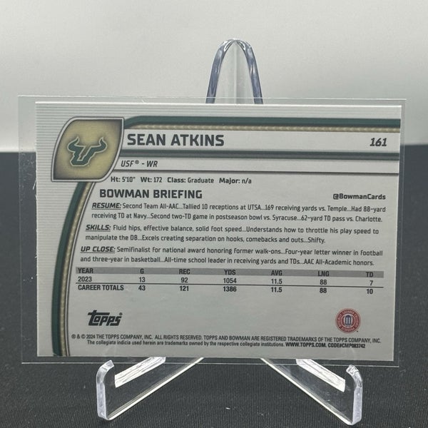 Sean Atkins USF Bulls 2024 Bowman U Football 1st Bowman Base #161 ...