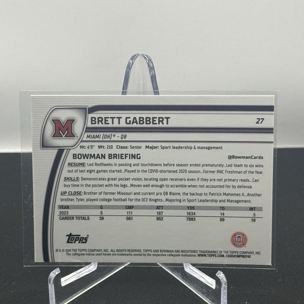 Brett Gabbert Miami Ohio 2024 Bowman U Football 1st Bowman Base #27 ...