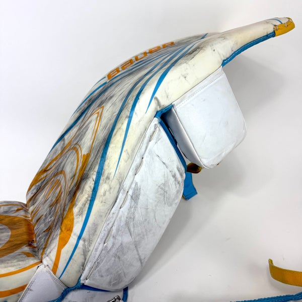Used White/yellow/blue Bauer Vapor Hyperlite Full Right Goalie Set | 37 ...