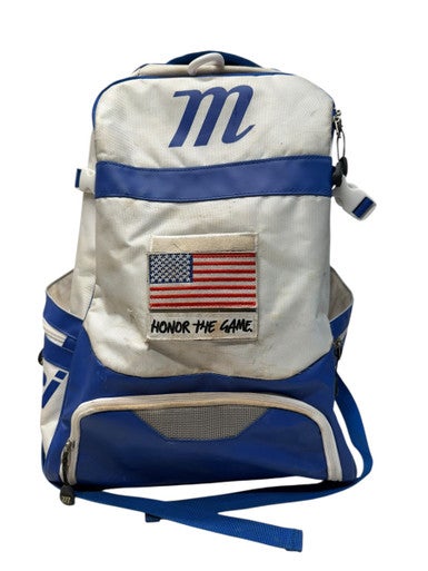 Used Marucci HONOR THE GAME BB/SB Player Backpack Royal Blue And White ...