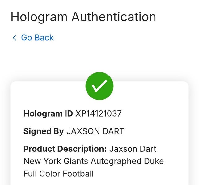 JAXSON DART New York Giants Autographed Signed Authentic Duke Football ...