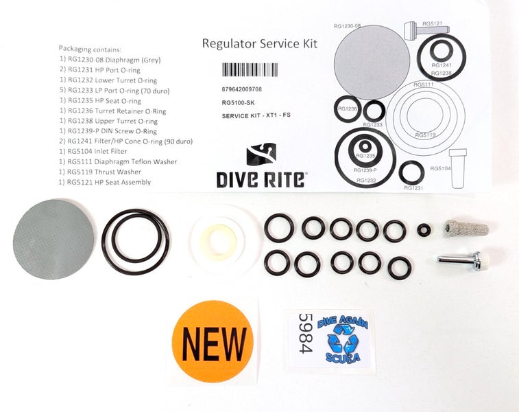 Dive Rite XT1 1st Stage Regulator Service Rebuild Kit Scuba Dive RG5100 ...