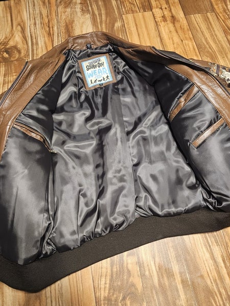 NEW Vintage Rare Scooby Doo Cartoon Network Brown 100% Leather Jacket ...