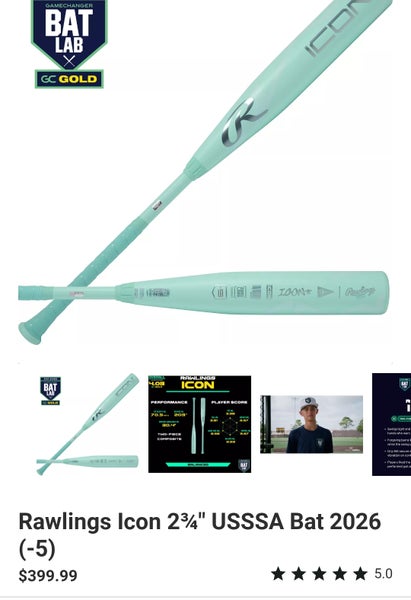 2026 Rawlings Icon Composite USSSA Certified Bat 27 oz 32" (New ...
