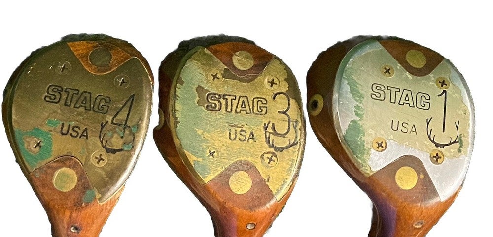 Stag Golf Set 2-PW USA Irons & Persimmon 1w,3w,4w RH Men's Stiff Steel ...