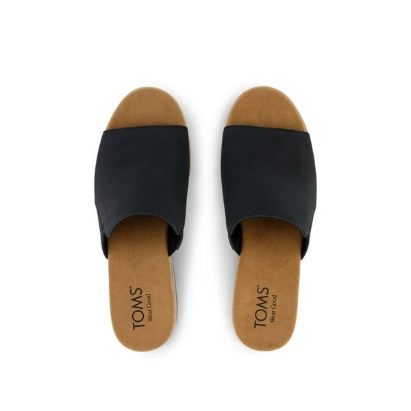 Toms Diana Mule 10022180 Women's 6 Black Leather Platform Wedge Sandals ...