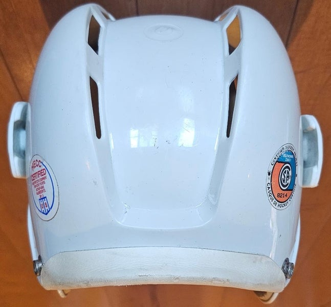 CCM Senior Medium Hockey Helmet White + Itech RBE VII Stainless Cage ...